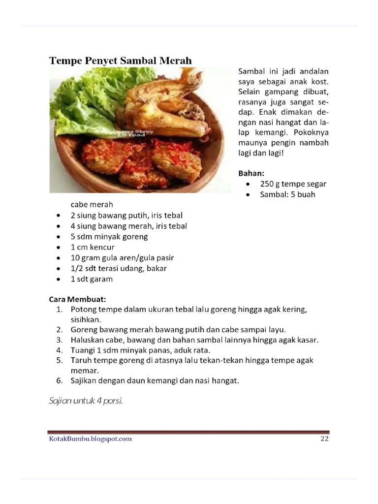 Sambal Merah Tempe Penyet | PDF
