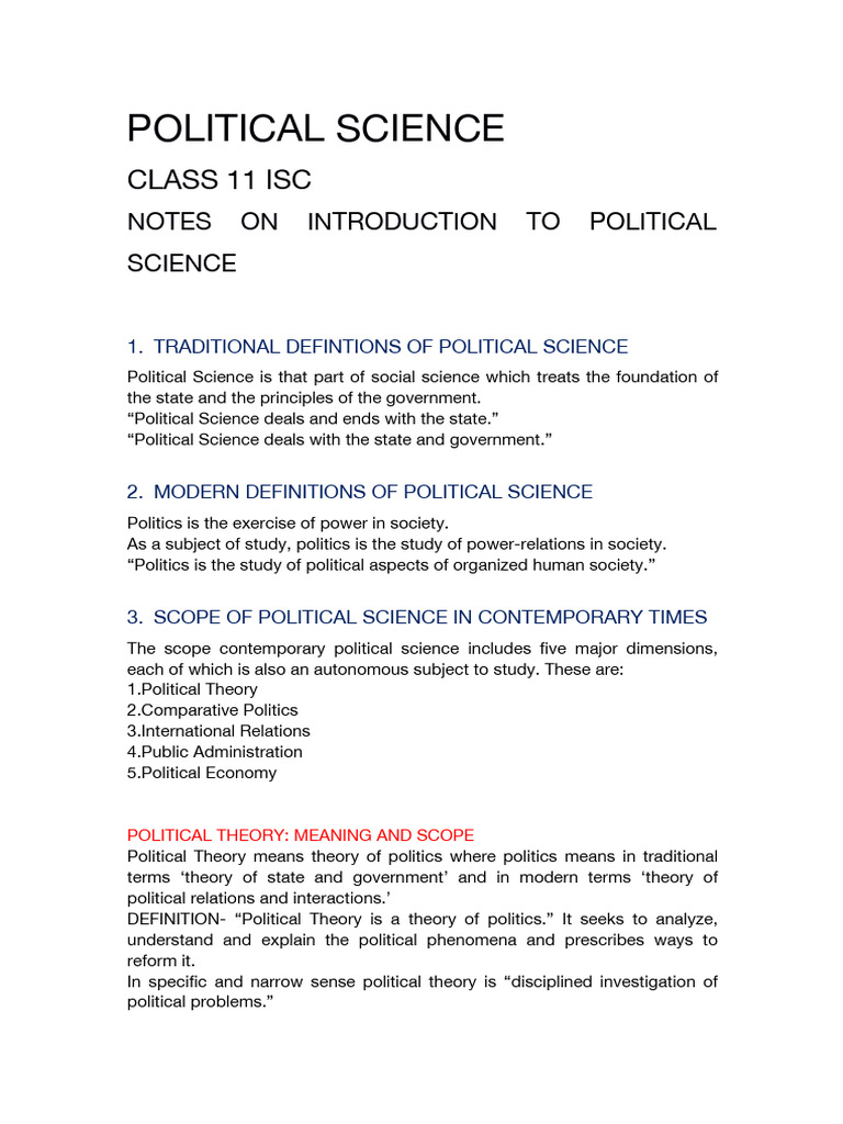 Class 11 Political Science Notes | PDF | Science | Political Economy