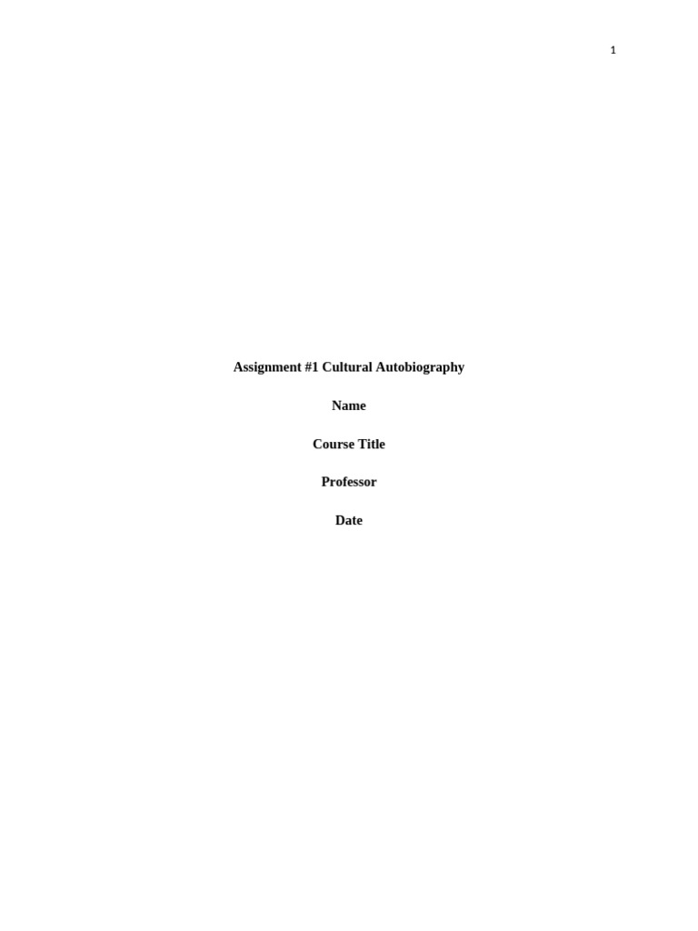 Assignment #1 Cultural Autobiography | PDF | Identity (Social Science ...