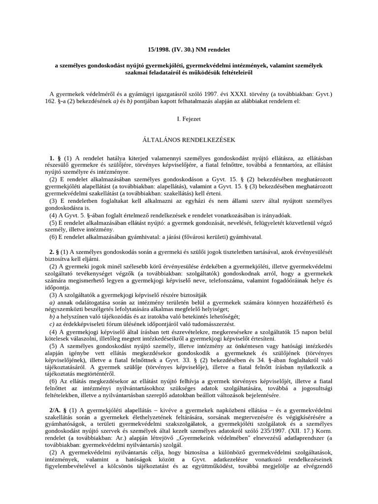15-1998 IV 30 NM Rendelet | PDF