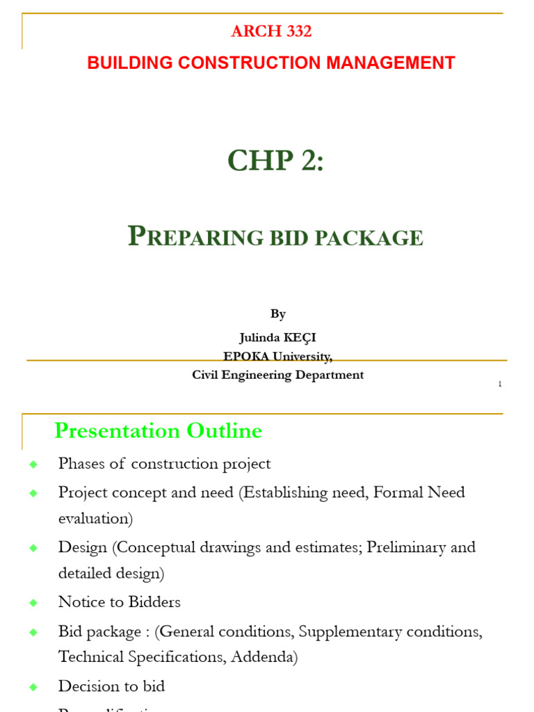 Bid Package Preparation in Construction | PDF | Surety | Specification ...