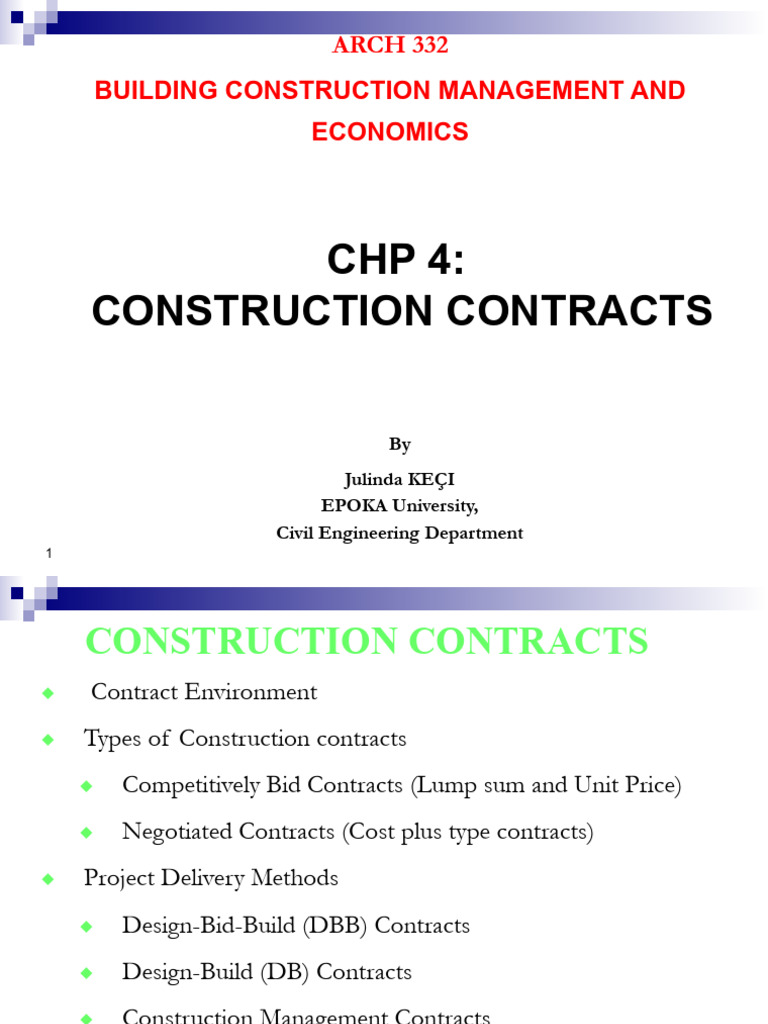 General Conditions of Construction Contracts | PDF | Construction Management | Prices