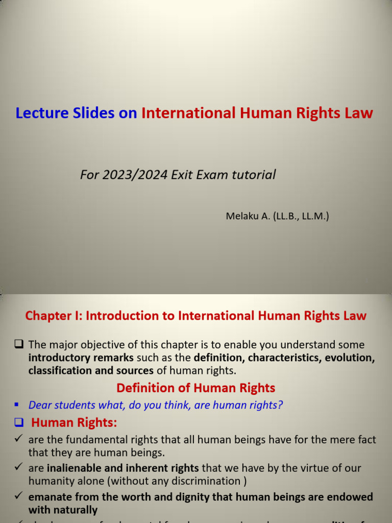 Lecture Slides On IHRL - Exit Exam Oriented | PDF | Human Rights | Treaty