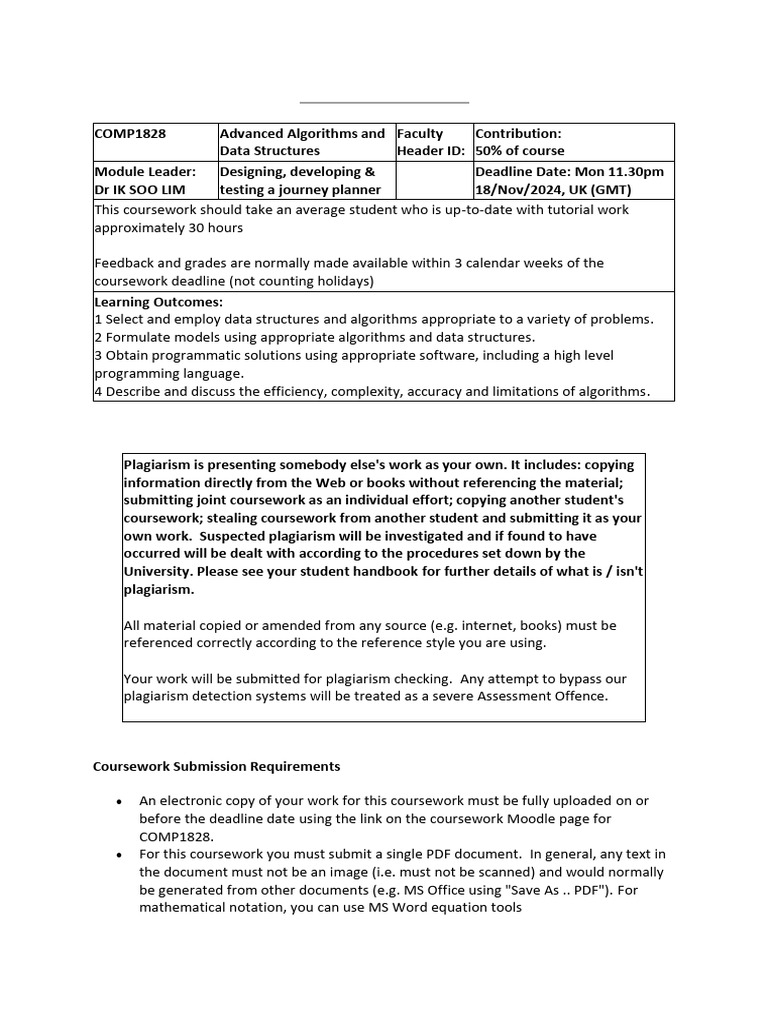 COMP 1828 Coursework - 2024-25 | PDF | Critical Thinking | Computer File