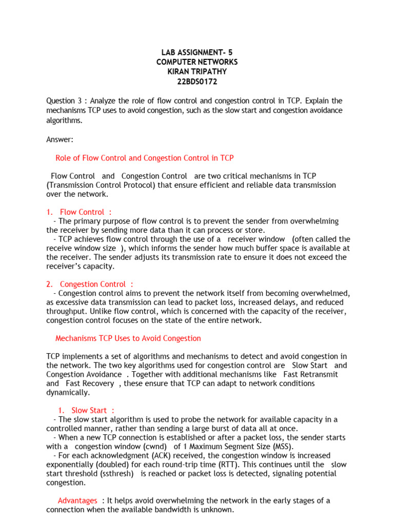 Lab Assign 5 | PDF | Transmission Control Protocol | Network Congestion