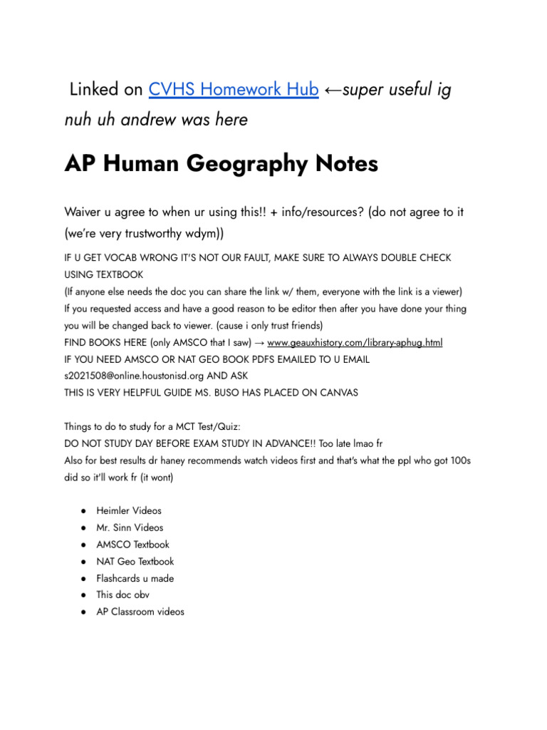 AP Human Geography Notes | PDF | Human Migration | Geography