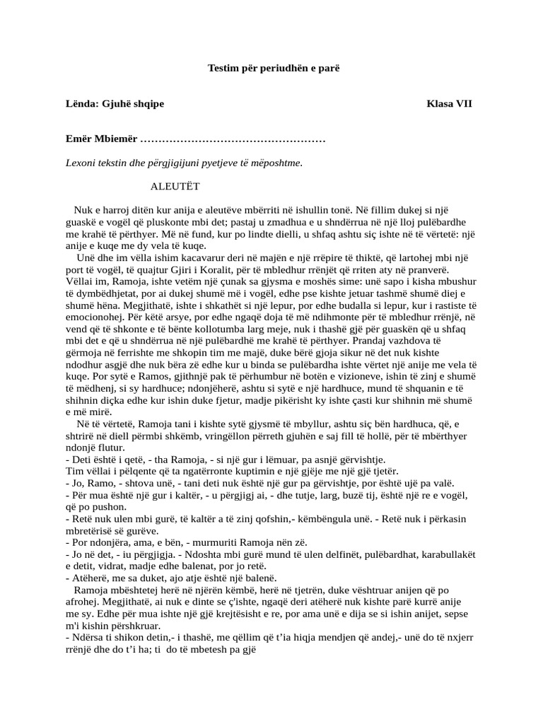 Model Testi 2 Gjuhe | PDF