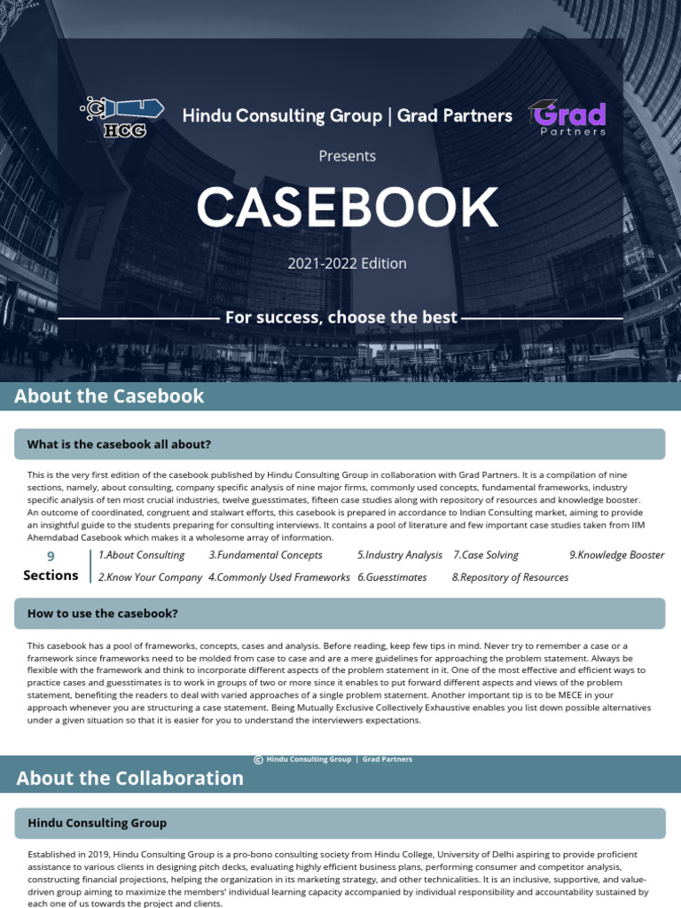 HCG Xgrad Partners Casebook - 2021-22 | PDF | Consultant | Sustainability