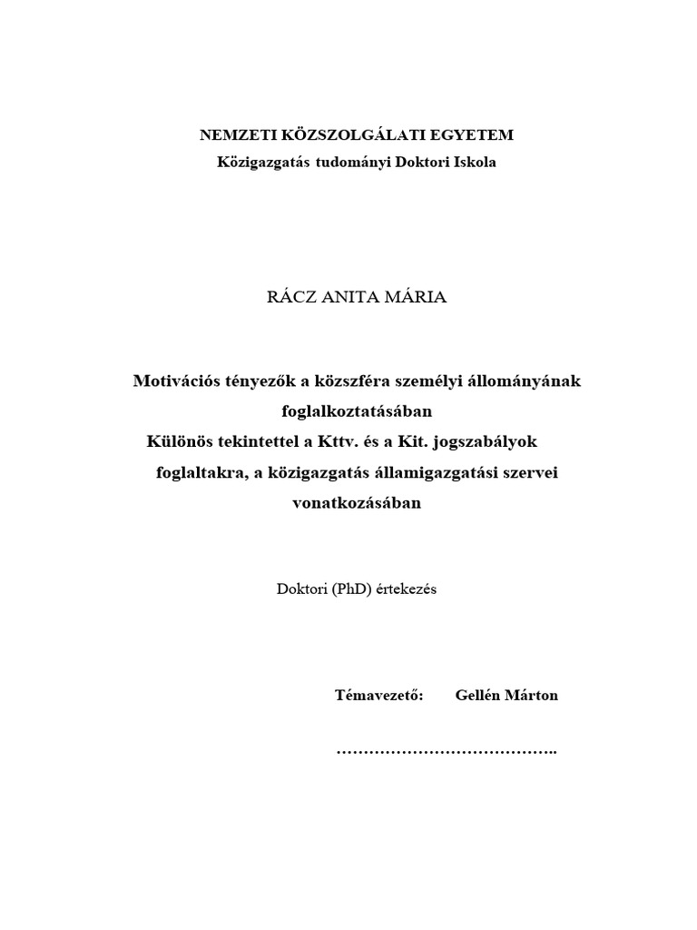 Rácz Anita Mária_Értekezéstervezet_2020 | PDF