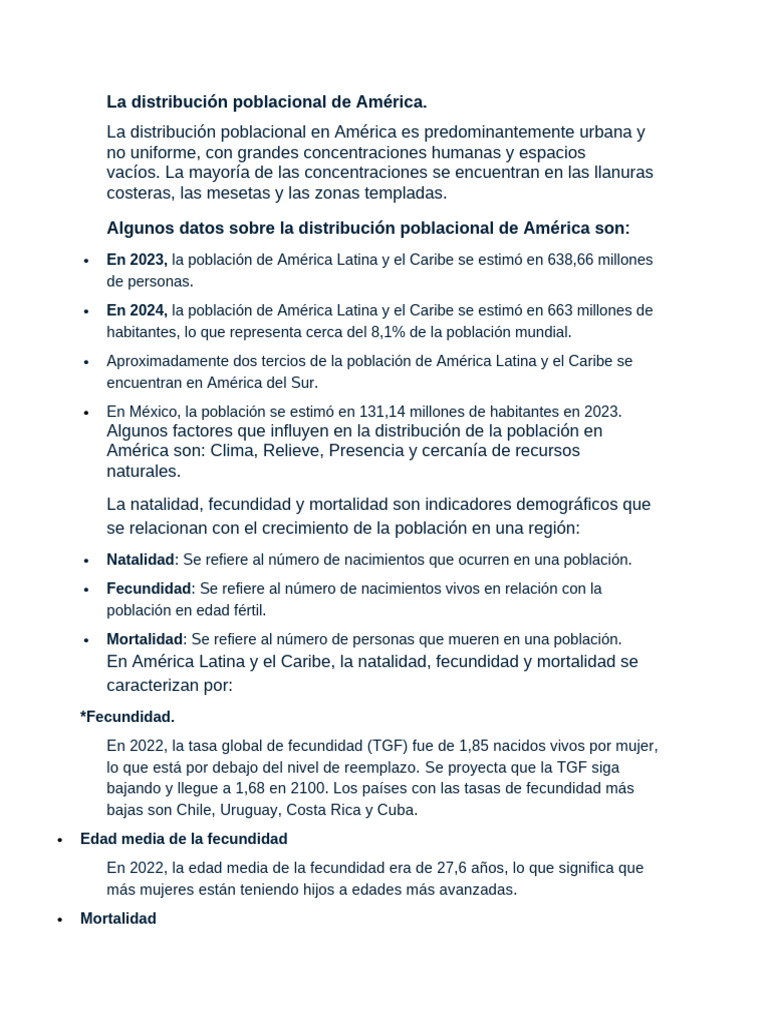 La Distribución Poblacional de América | PDF | Américas | America latina