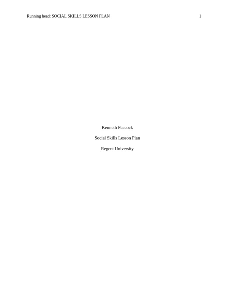 Social Skills Lesson Plan Overview | PDF | Social Skills | Reinforcement