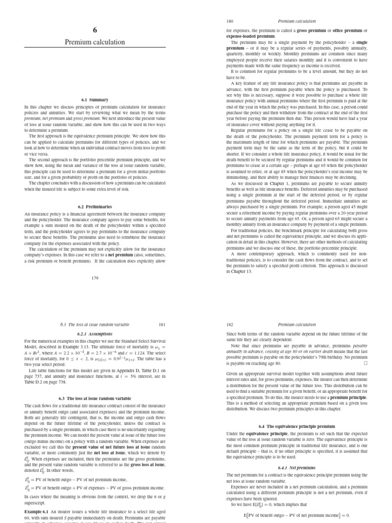 Actuarial Mathematics For Life Contingent Risks | PDF | Insurance ...