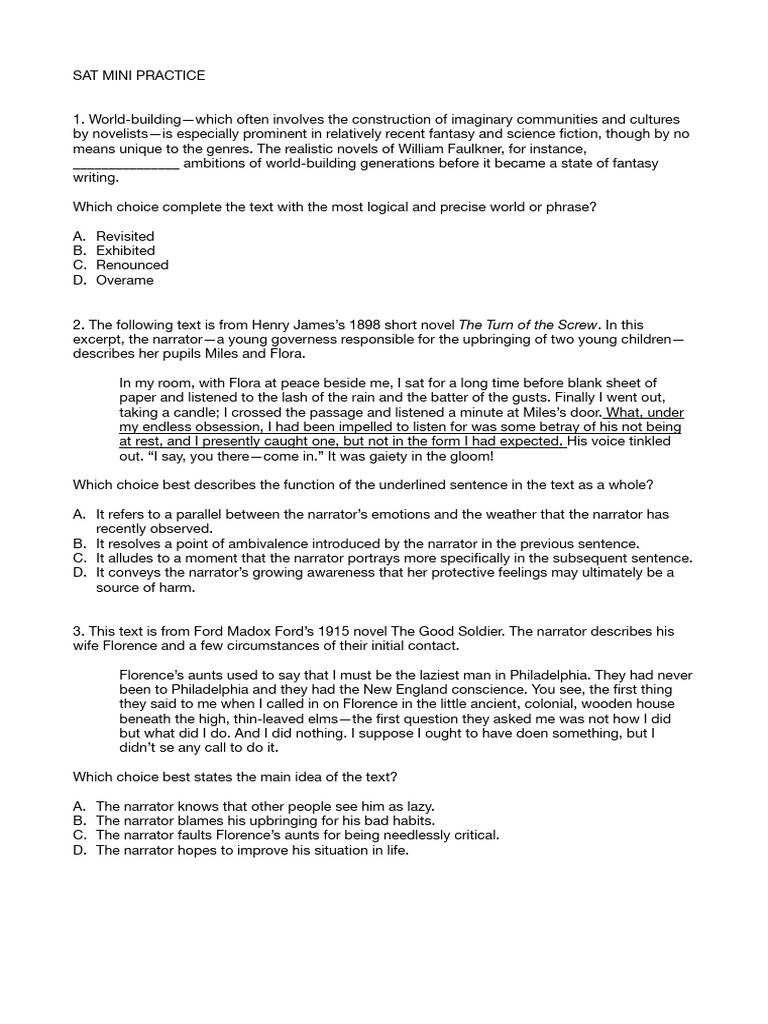sat mini practice | PDF