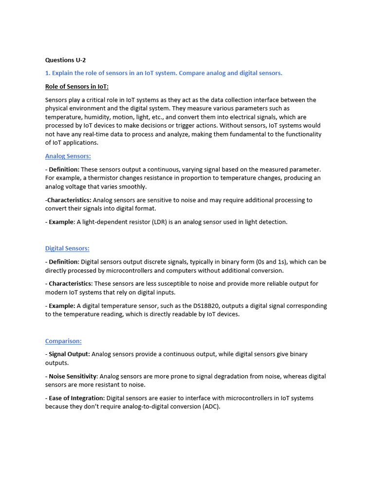 IOT U-2 | PDF | Wireless Sensor Network | Actuator