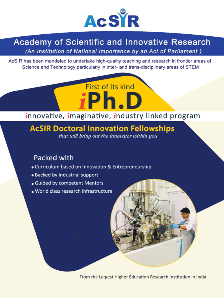 AcSIR IPhD Brochure 27oct24 | PDF