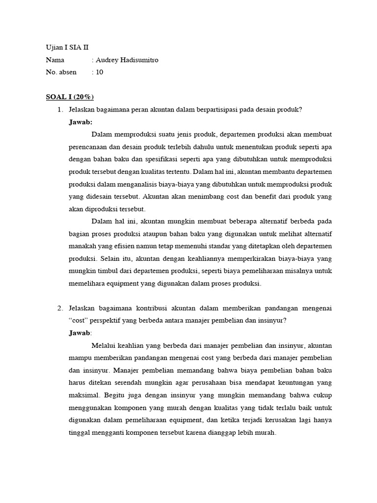 Ujian I SIA II | PDF