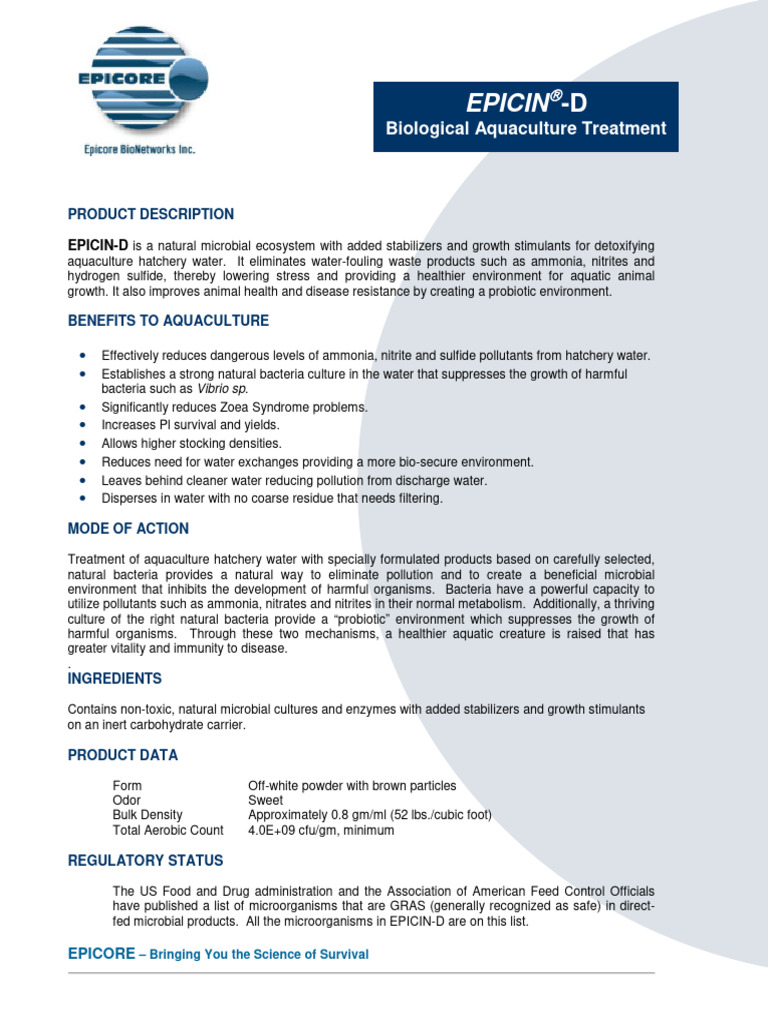 epicin-d b | PDF | Aquaculture | Water