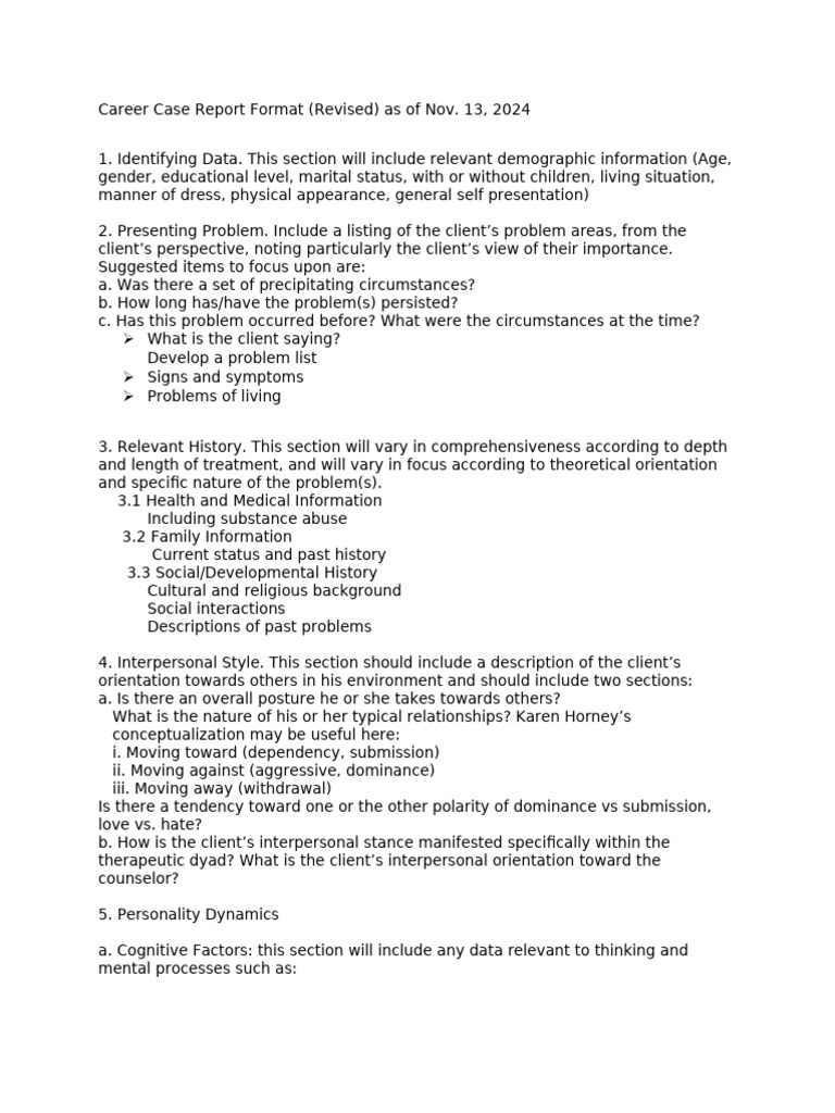 Revised - Career Case Report Format | PDF | Mental Health | Mood ...