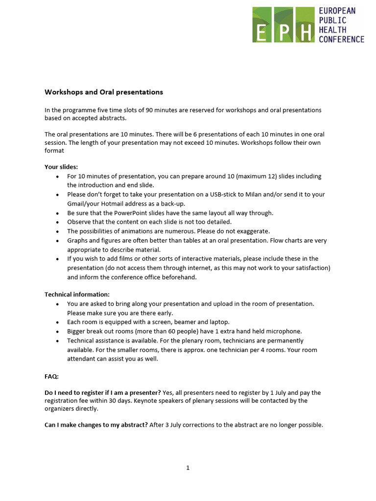 Oral Presentation Guidelines for Workshops | PDF | Computing