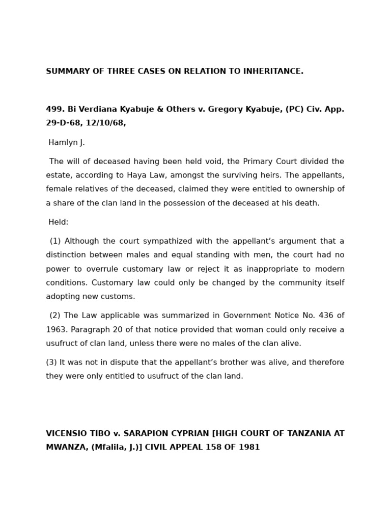 Summary of Three Cases On Relation To Inheritance | PDF | Appeal | Inheritance