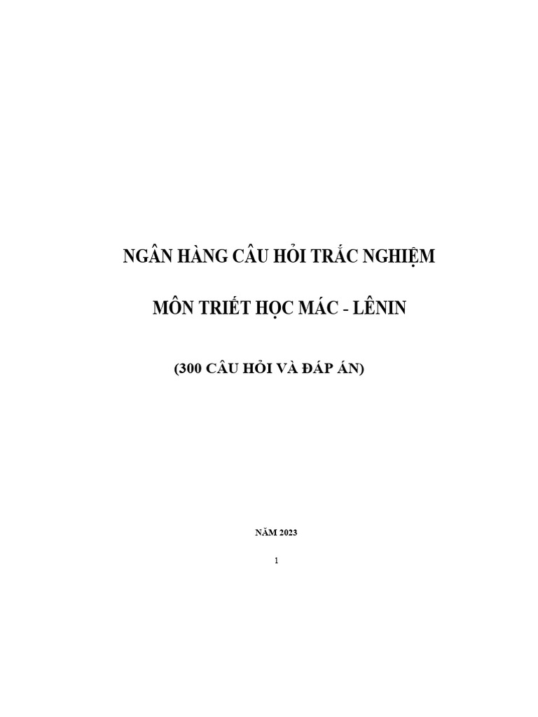 Tong Hop 300 Cau Trac Nghiem Triet Hoc Triet Hoc Mac Lenin Hoc Vien Ha 108097 | PDF