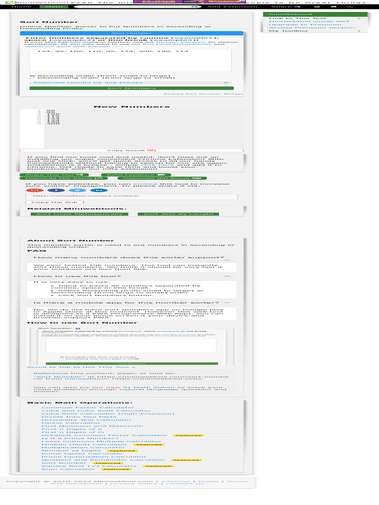 Sort Numbers - A Online Number Sorter To Put Numbers in Ascending or ...