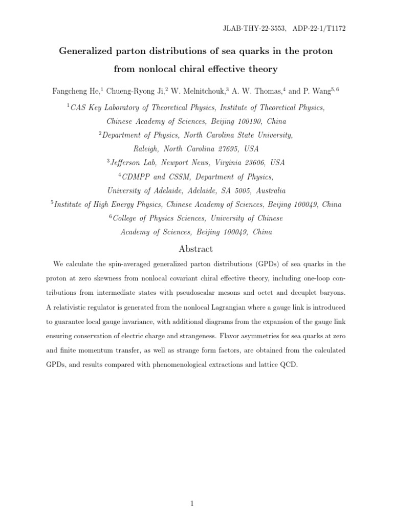 Generalized Parton Distributions of Sea Quarks in The Proton From ...