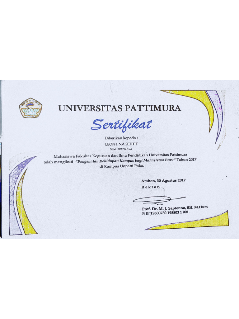 Sertifikat Ospek | PDF