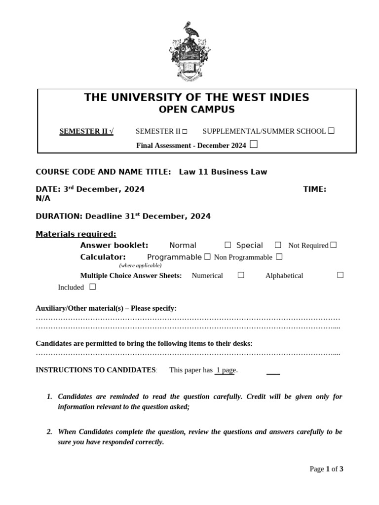 Final Written Assessment - BCL | PDF