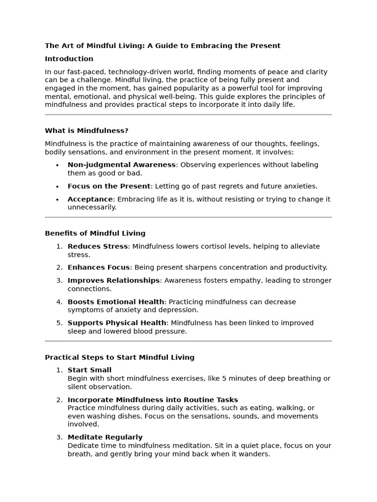 The Art of Mindful Living Guide | PDF | Mindfulness | Meditation
