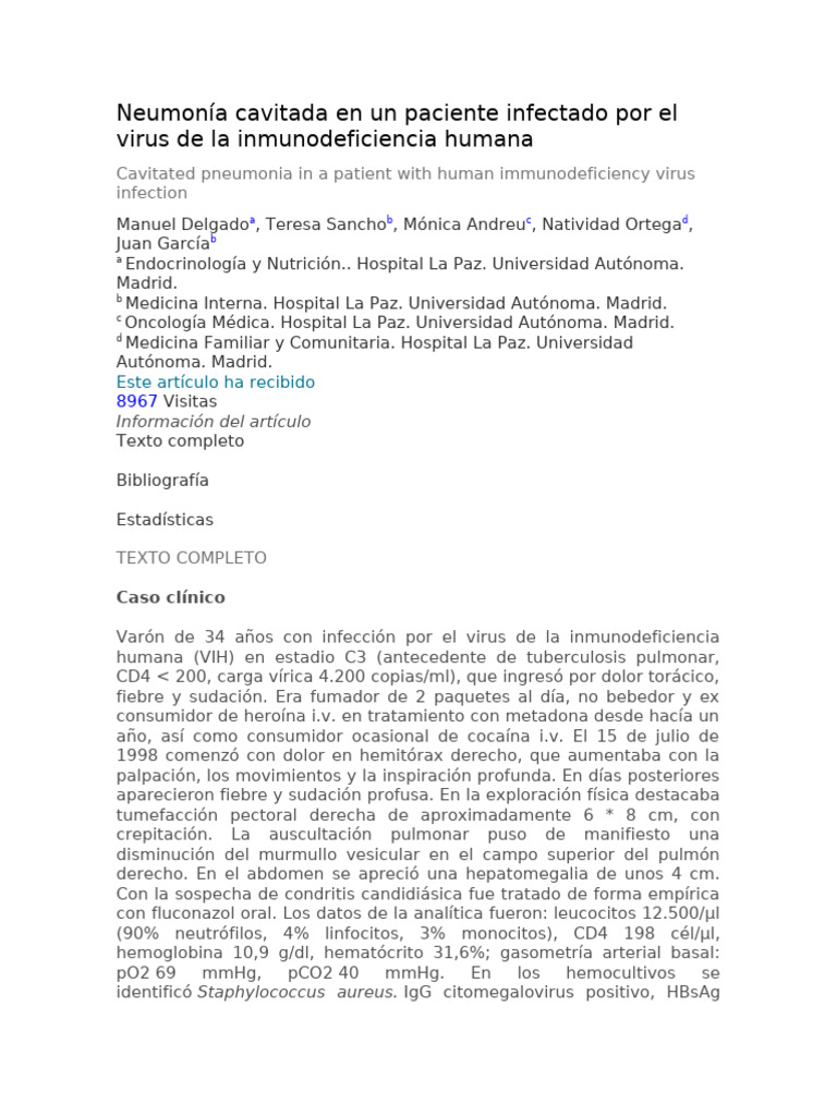 CASO CLINICO SIDA Y Enfermedades Respiratorias | PDF | VIH | Neumonía