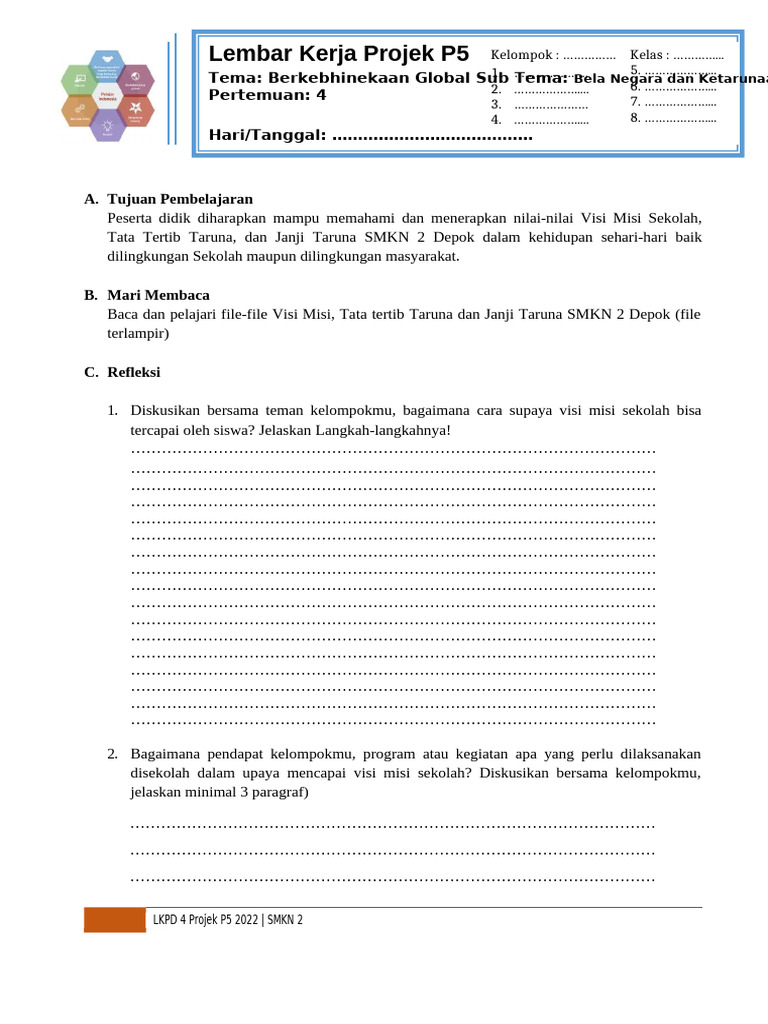 LKPD Projek P5 Visi Misi, Tatib, Janji Taruna | PDF