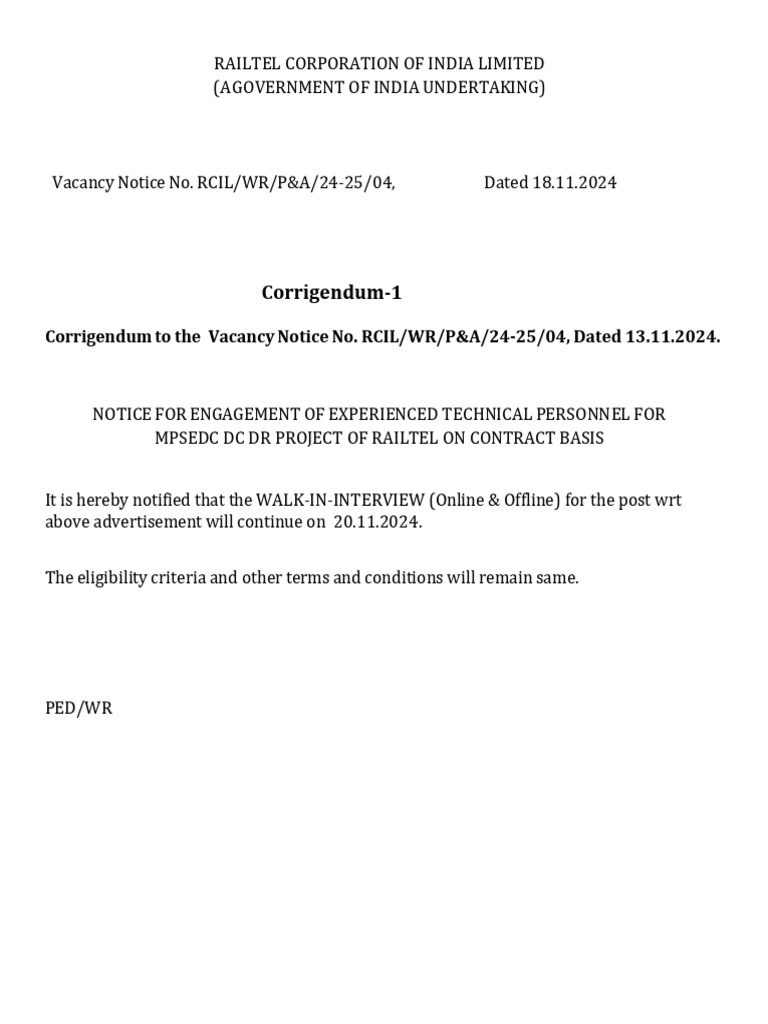 Corrigendum 1 DT 18.11.2024 | PDF