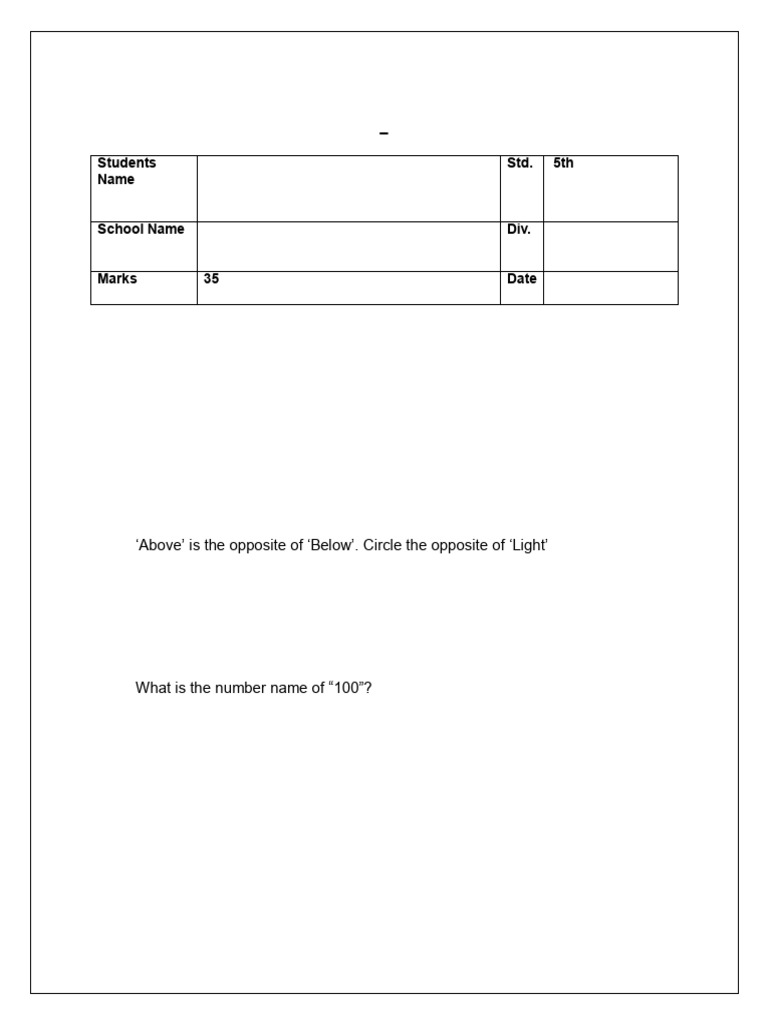 Grade 5 Eng FA 3 Paper (1) | PDF