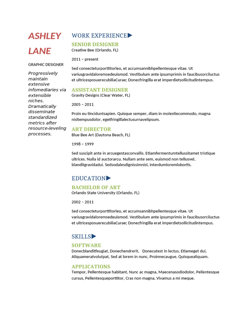 Chronological Resume Guide for Designers | PDF