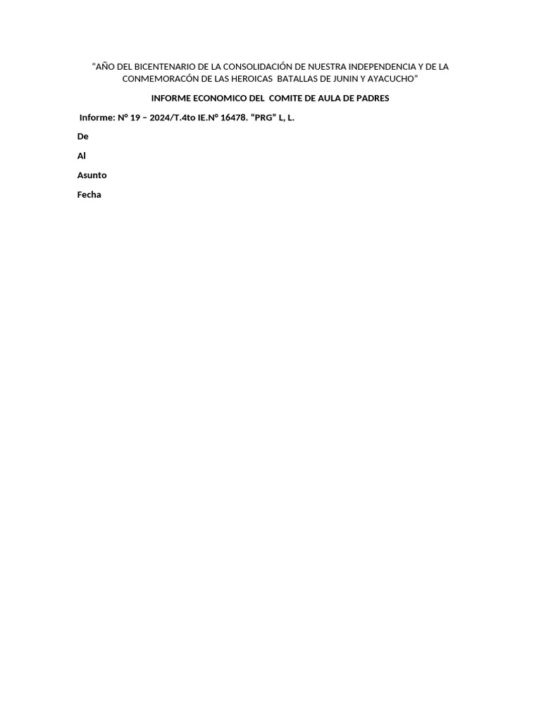 Informe Economico de Aula 2024 | PDF