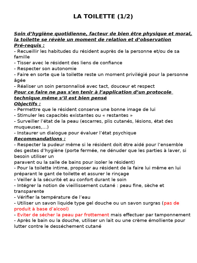 Hygiène et protocole de toilette | PDF | Hygiène