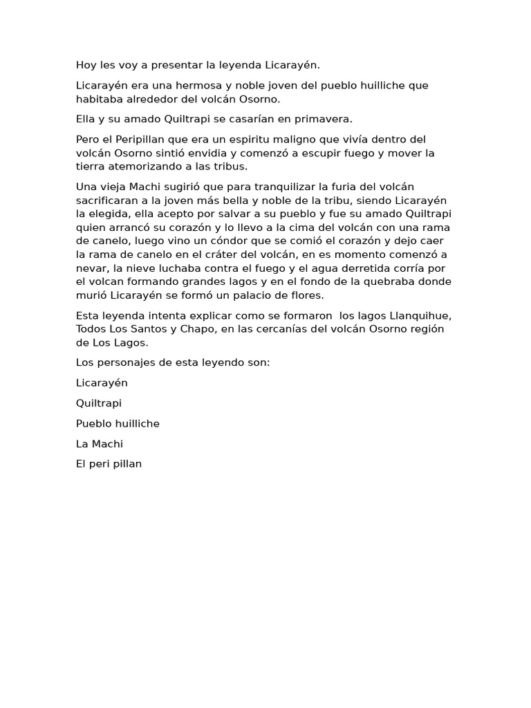 Licarayén Resumen | PDF