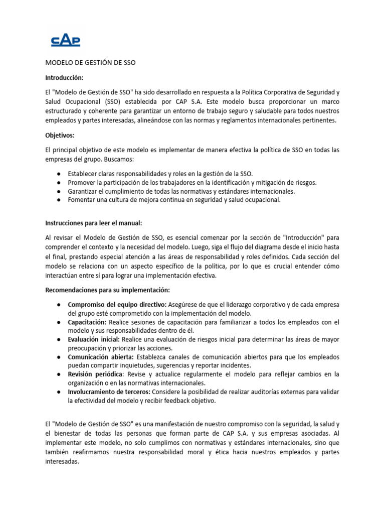 Modelo Gesti N Sso | PDF | Seguridad y salud ocupacional