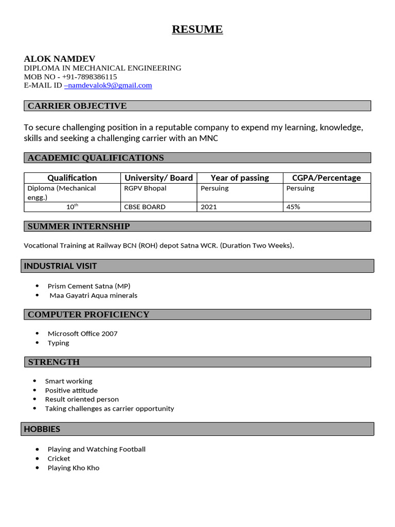 Alok Resume | PDF