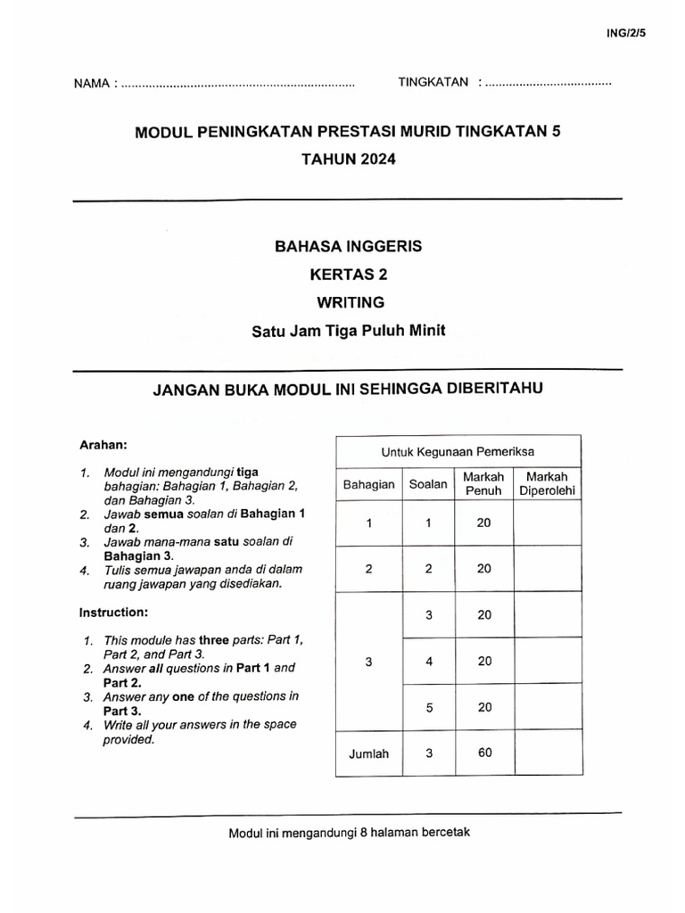 Kedah Trial 2024 P2 - Writing | PDF