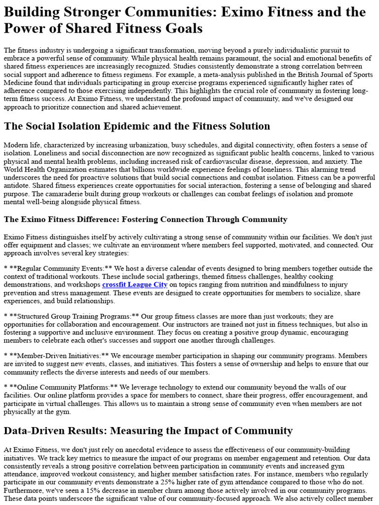 Building Stronger Communities: Eximo Fitness and The Power of Shared Fitness Goals 134332 | PDF ...