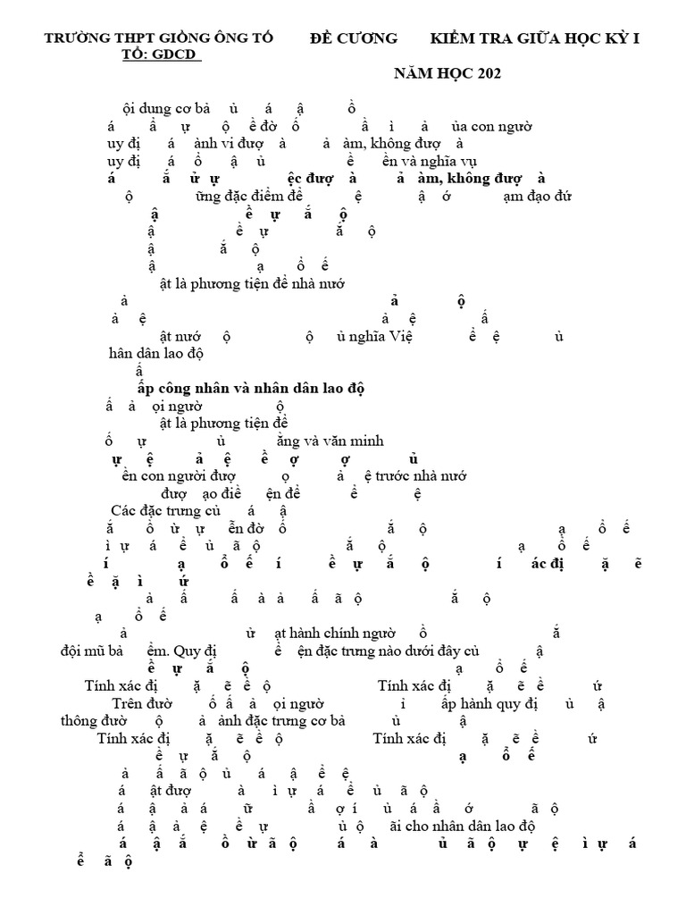 Khối 12 - Đề Cương Giữa Hki - 2023 - 2024 2 | PDF