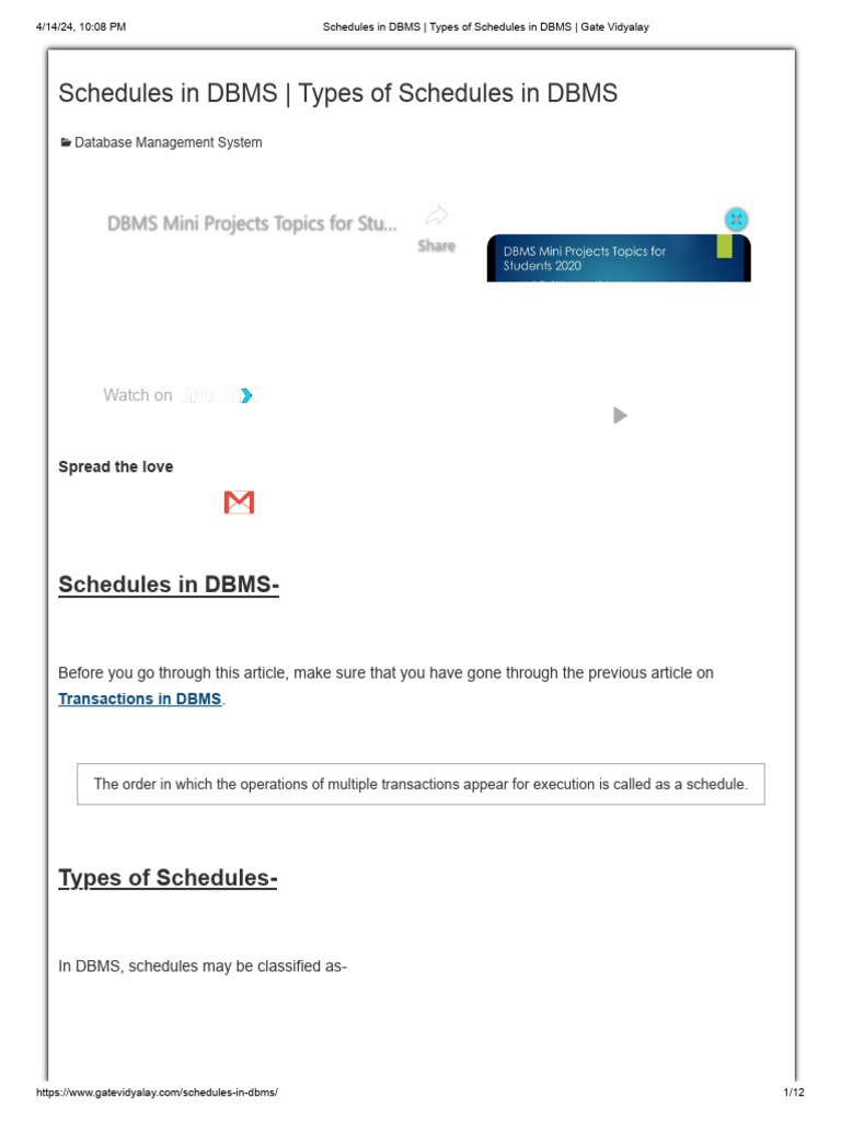 Schedules In Dbms Types Of Schedules In Dbms Pdf Computer Data Data 7596