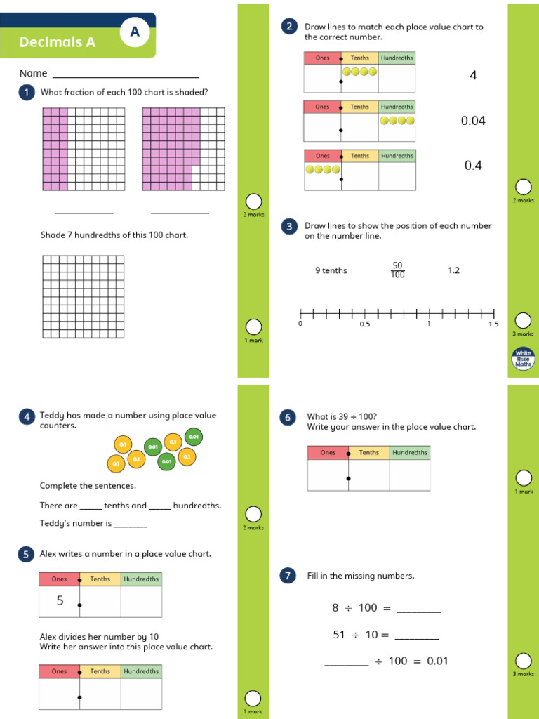 Y4SprEoB4 - Decimals Block A | PDF | Numbers | Naming Conventions