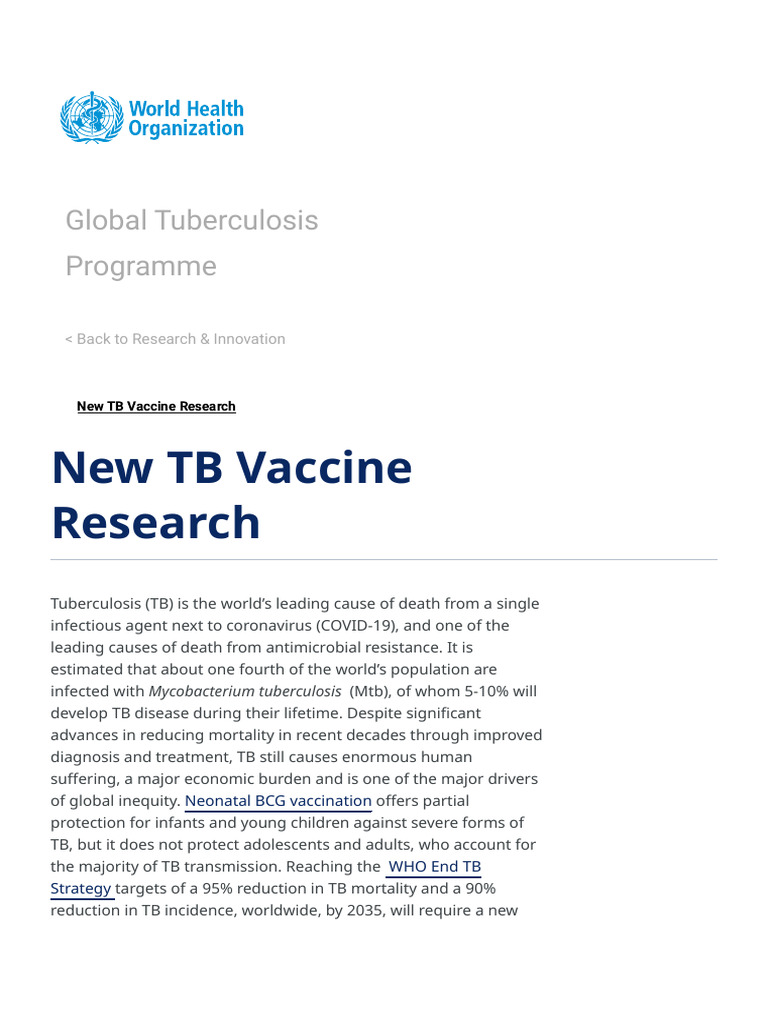 Global Tuberculosis Programme | PDF
