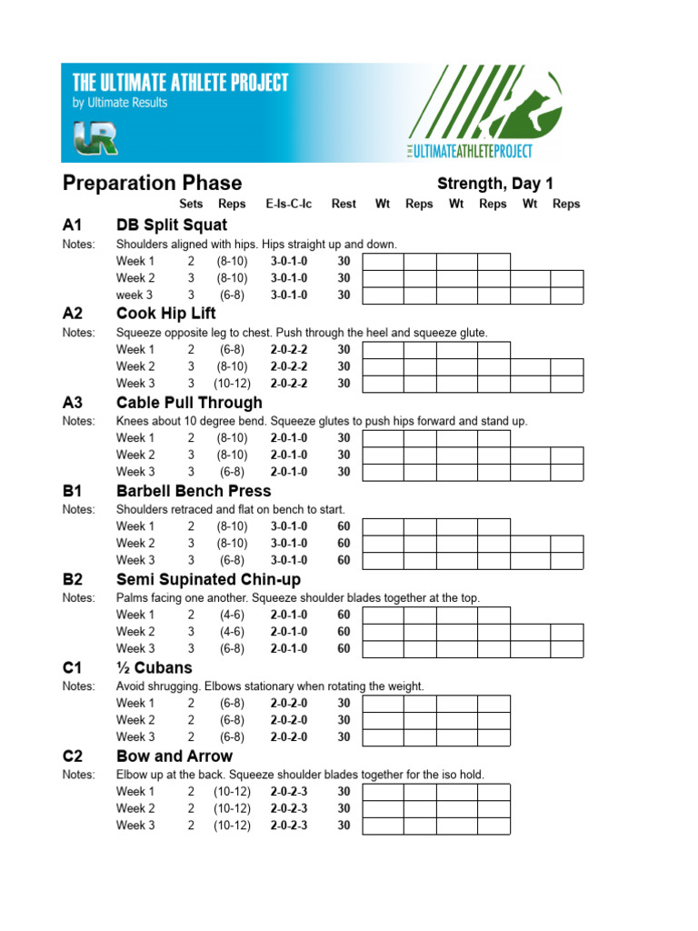 Prep Phase - Strength, Day 1 | PDF