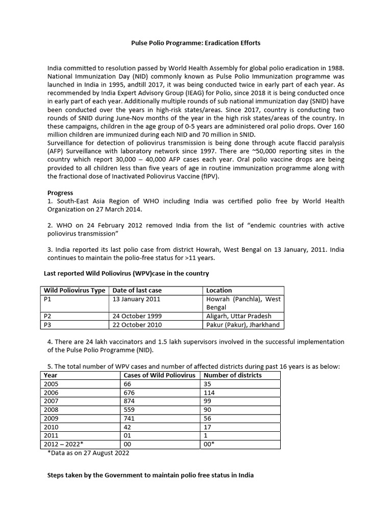 Pulse Polio Programme - 0 | PDF | Medical Humanities | Global Health