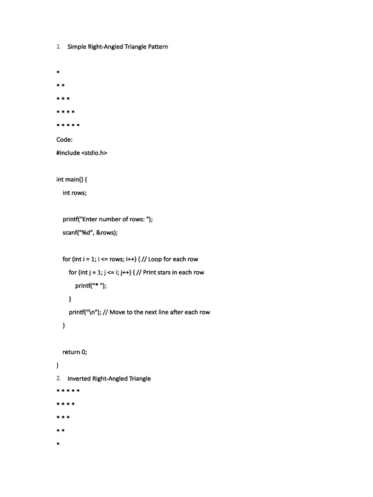 Pattern Printing In C | PDF | Computer Programming | Computing