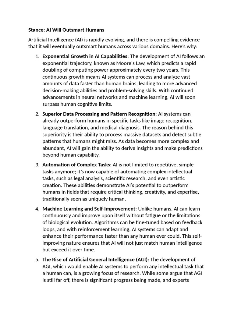AI's Superiority Over Human Intelligence | PDF | Intelligence (AI ...